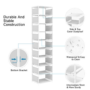 esonstyle 10 Tiers Shoe Rack, Space Saving Shoe Shelf Organizer, Tall Narrow Shoe Rack for Door Entryway, Closet
