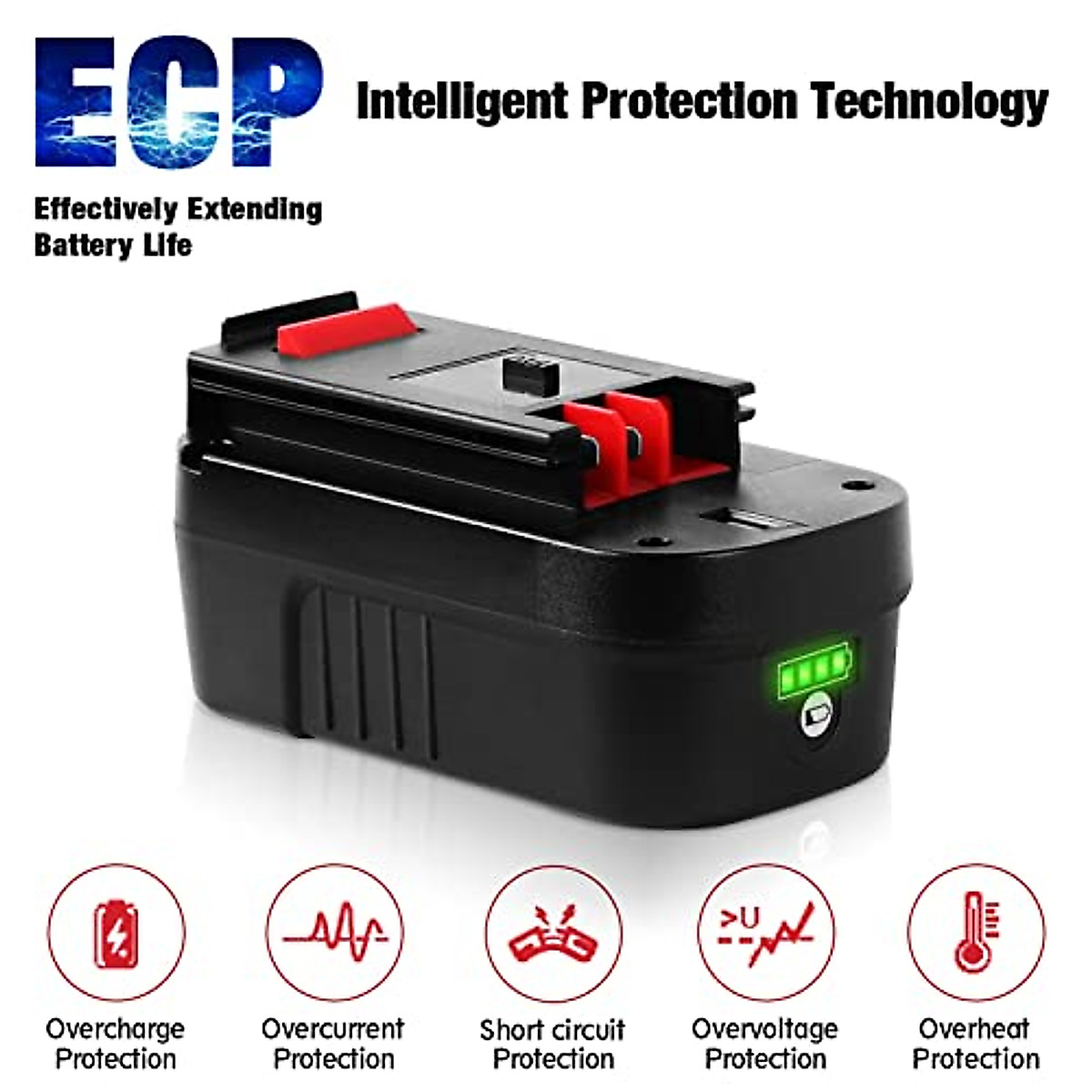 【Lithium-ion】 DSANKE HPB18 18V 5.0Ah Lithium-ion Battery Replacement for Black and Decker 18Volt Battery for 244760-00 HPB18 Battery A1718 A18 A18E HPB18-OPE Firestorm FS180BX FS18BX FS18FL FSB18