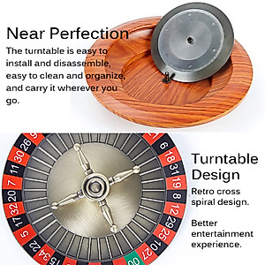 HXSTWW 12" Solid Wood High Glossy Roulette Wheel for Roulette Tables, Wooden Roulette Wheel with Double-Zero Layout, Turntable Leisure Table Games, Game Night Essential