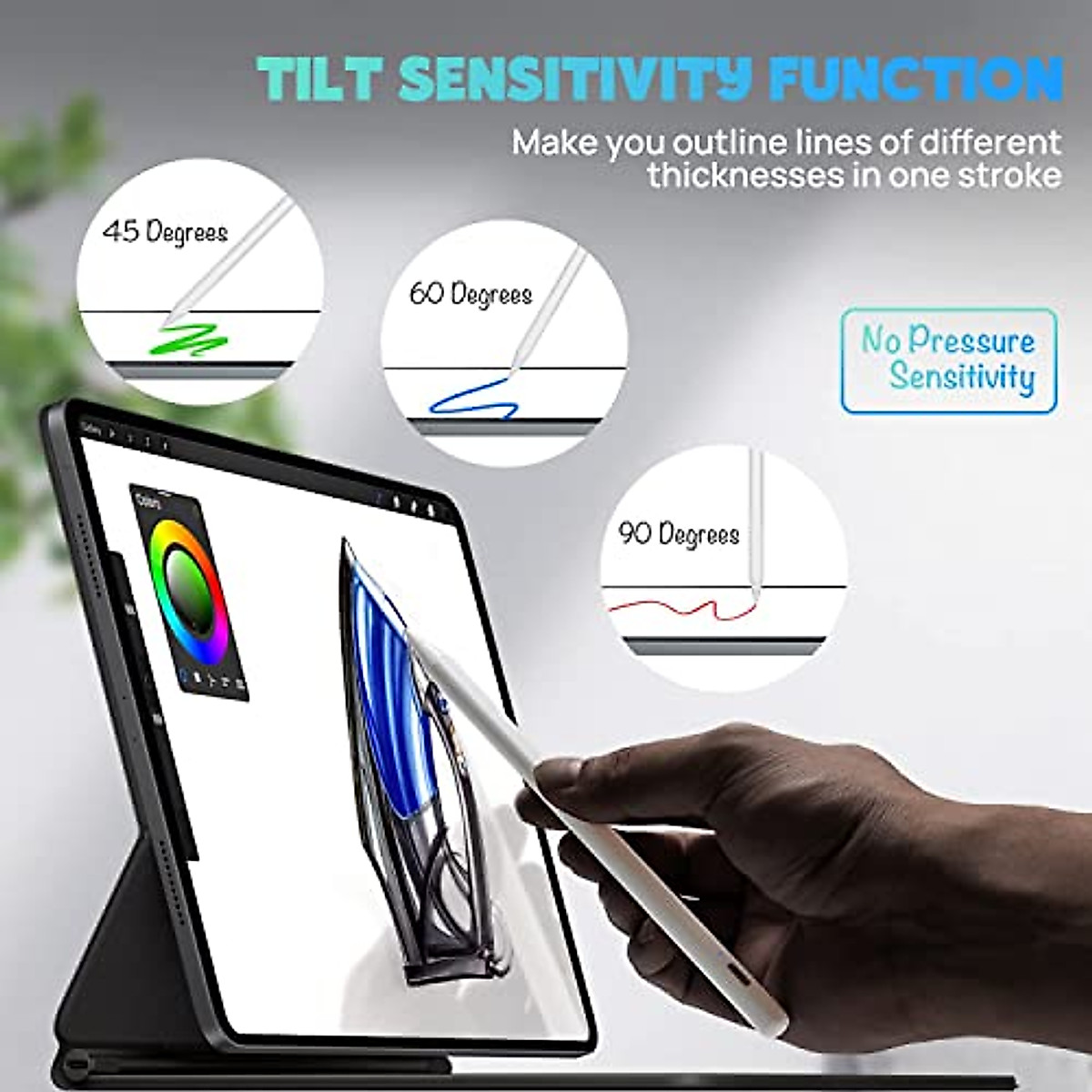 Stylus Pen for iPad with Palm Rejection, Tilt Sensitivity, ZVFBC iPad Pencil for Touch Screens Compatible with iPad Air 3rd/4th/5th, iPad Pro 11/12.9 inch, iPad 6th/7th/8th/9th/10th, iPad Mini 5th/6th