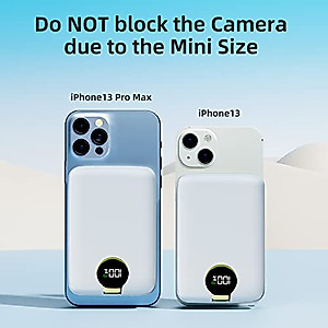 HWAZON Mag-Safe Portable Charger,10000mAh Mag-Safe Battery Pack for Apple,Mag-Safe Power Bank Compatible with Magsafe and QI,Magnetic Portable Charger for iPhone 14,13,12 Series(White)