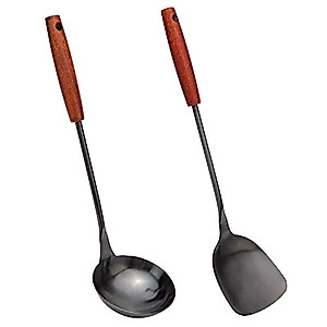 Spatula & Ladle Wok Tool Set, 14.2-15 inches wok utensils, Stainless Steel wok spatula