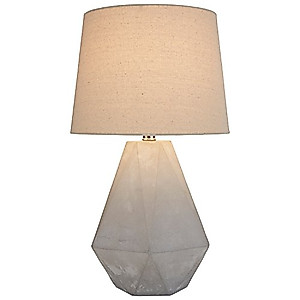 Amazon Brand - Rivet Mid Century Modern Diamond Cut Concrete Bedside Table Desk Lamp With Light Bulb, 20 Inches, Polished Nickel