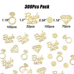 Bridal Shower Decorations 300pcs Table Glitter Confetti for Engagement Party Decor Bride to be,Diamond,Ring and Circle Gold Paper Confetti for Wedding Bachelorette Party Favors (Gold)