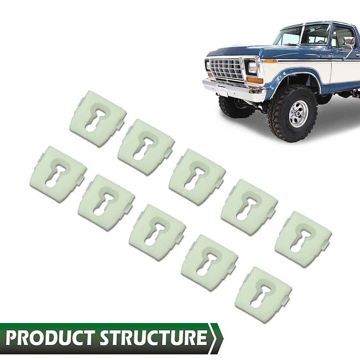 GRAND ORANGE Body Side Belt Moulding Molding Trim Clips 10pcs Compatible with Ford F100 F150 F250 F350 1973 1974 1975 1976 1977 1978 1979/Fit Ford Broncos 1978-1979