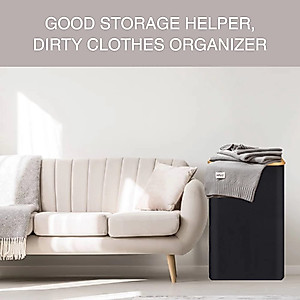 Jenumen 100L Large Black Laundry Hamper, XL Waterproof Laundry Basket with Handles and Lid for Clothes Storage in Bedroom Bathroom Laundry Bin