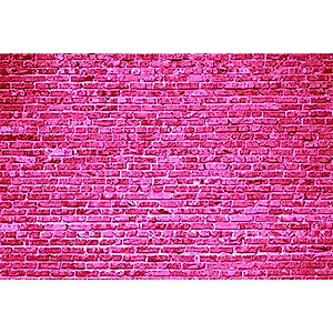AOFOTO 7x5ft Pink Brick Wall Backdrop Happy Birthday Party Table Decoration Banner Photography Background Girl Youngster Artistic Portrait Photo Shoot Studio Props Video Drop Vinyl Wallpaper Drape