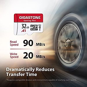 [Gigastone] Micro SD Card 32GB, Gaming Plus, MicroSDHC Memory Card for Nintendo-Switch, Smartpone, Roku, Full HD Video Recording, UHS-I U1 A1 Class 10, up to 90MB/s, with MicroSD to SD Adapter
