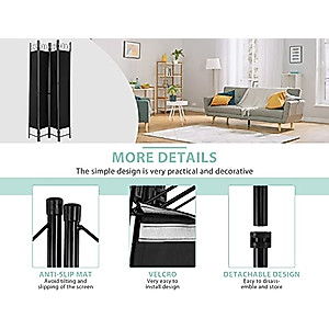 4 Panel, 6FT Room Dividers and Folding Privacy Screens, Freestanding Room Dividers with Steel Frame for Home Office Dorm Hotel Separation, Portable Wall Divider for Room Separation