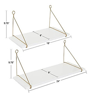 Kate and Laurel Vista Wood and Metal Wall Shelves, 2 Piece Set, White