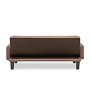 FULife 72" Convertible Loveseat Sofa Bed Sleeper Daybed,Modern Upholstered Folding Recliner,Small Futon Sofá,2 Seaters Couches with Two Pillows for Living Room/Office/Aparment/Place, Brown Fabric
