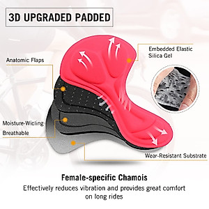 BALEAF Women's Cycling Underwear Padded Bike Shorts Padding Spin Biker Briefs Biking Gear Pink Size M