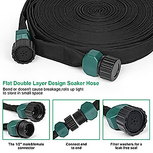 Flat Soaker Hose 25 ft for Garden Beds Drip Hose Heavy Duty Save 70% Water for Vegetable Tree (25FT)