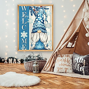 Demonwer Winter Gnome Diamond Painting Kits for Adults Christmas Diamond Art Kits for Adults Beginners,5d Paint with Diamonds Pictures Gem Art Painting Kits DIY Adult Crafts Kits 16x12inch