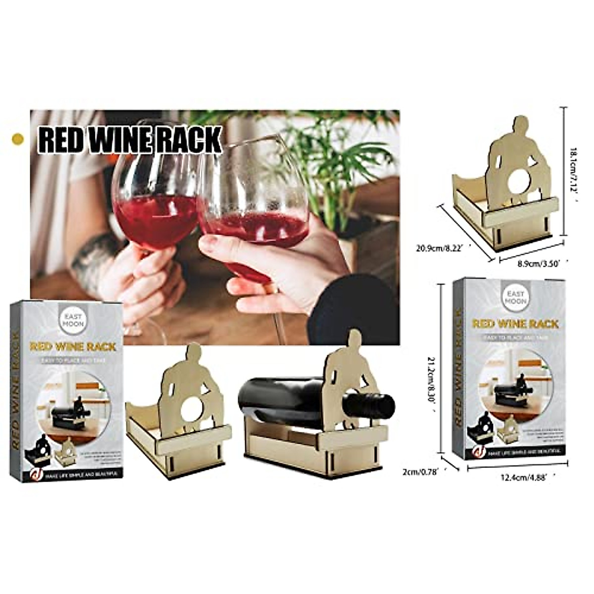 Wine Rack - Lightweight and Portable Wine Bottle Display Wooden Rack, Home Storage Function Shelf Collection Wine Rack Wooden Creative Ornaments, Easy to Assemble