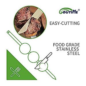 Goutime Kabob Skewers, 27 Inch,1 Inch Wide Stainless Steel Flat BBQ Barbecue Kebab Skewers,No-Wood Handle,for Persian,Brazilian,Koobideh Grilling,Set of 7 with Storage Bag