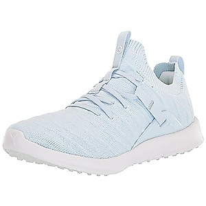 Puma Golf NA Women's Laguna Fusion Knit Sneaker, ICY Blue-Puma White, 10