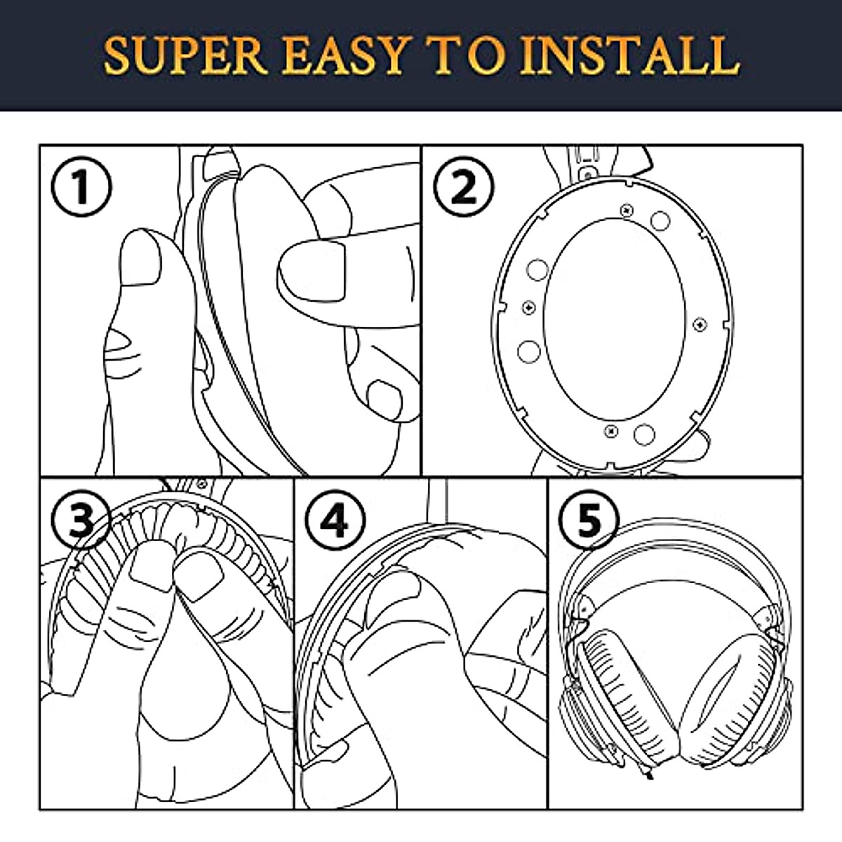 SOULWIT Ear Pads Cushions Replacement, Earpads for Kingston Headphones HyperX Cloud Revolver, Revolver S Gaming Headset (Model Number HX-HSCR-BK/NA & HX-HSCRS-GM/NA) - Black