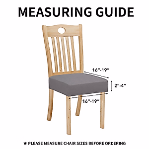 Easy-Going 100% Waterproof Seat Covers for Dining Room Chairs Set of 4, Stretch Chair Seat Slipcovers Protector Removable and Washable Kitchen Dining Chair Covers, Light Gray