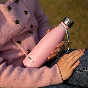 koodee Insulated Water Bottle 2 Pack-17 oz Stainless Steel Double Wall Vacuum Insulated Water Bottle, Cola Shape Leak Proof Sports Flask (Baby Blue-Purple Pink)