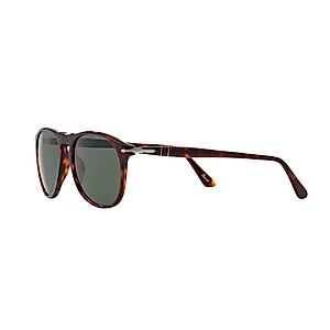 Persol PO9649S Aviator Sunglasses, Havana/Green, 55 mm