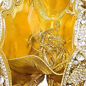 Boutique De FGG Elegant Flower Clutch Evening Bags for Women Wedding Party Crystal Purse and Handbags (Small,Gold&Silver)