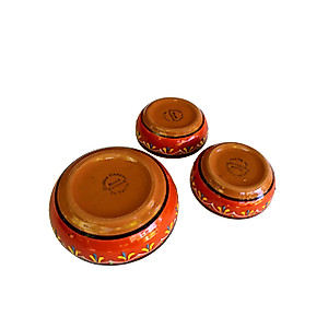 Canyon Cactus Ceramics Spanish Terracotta Set Of 3 Small Dipping Bowls, Orange
