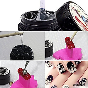 Minejin Nail Art Rhinestone Glue Gem Super Sticky Jewelry 8ml Gel Diamond Polish Decoration With Pen Tools UV Light Cured Needed 2Box