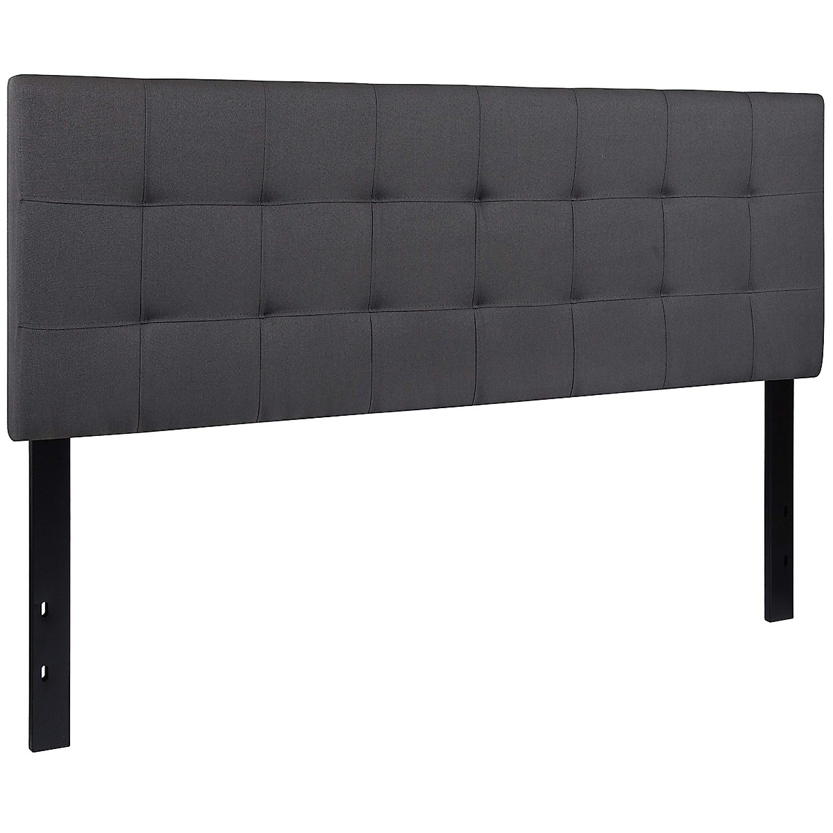 EMMA + OLIVER Quilted Tufted Queen Size Headboard in Dark Gray Fabric