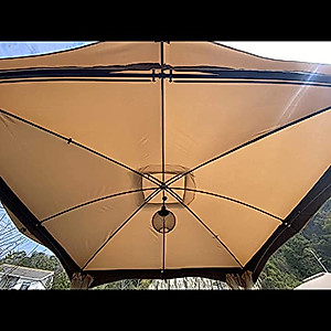 Aoodor Patio Gazebo 12' x 12' Metal Frame with Mesh Netting Canopy Top - Khaki Color