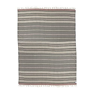 InfuseZen Turkish Cotton Throw Blanket with Diamond Weave – Lightweight Sofa Throw – Handwoven Bed Cover - Large 86” x 69” (Black)