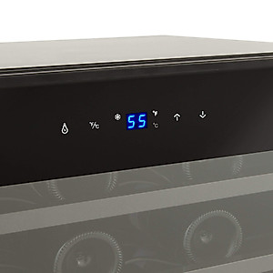 Wine Enthusiast 48-Bottle Evolution Series Wine Refrigerator – Large Freestanding Cooler with Black Stainless Steel Double Pane Glass Door, Shelves & Adjustable Temperature