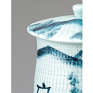 Soine Kiln 489-08-453 Sushi Hot Water Only Tochili Mountain Water with Lid, Blue, Approx. 10.1 fl oz (300 ml)