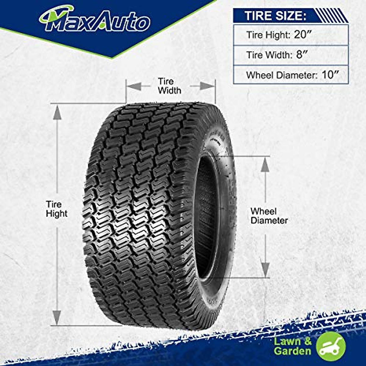 MaxAuto 2 Pcs Turf Saver Lawn & Garden Tire - 20x8.00x10 LRB 4ply