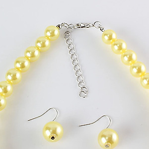 KOSMOS-LI Retro Large Faux Yellow Pearl Necklace For Women