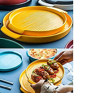 GagalU China Dinnerware Set,Dinner Plate Ceramics Dinnerware Set, Bone China 26 Pieces Plates and Bowls Sets/Pure White Blue Edge Porcelain Dinner Set Suitable for housewarmingurant Microwave Sa