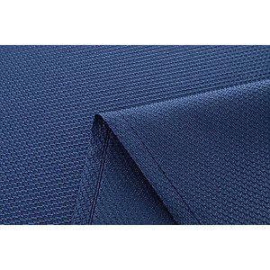 Biscaynebay Textured Fabric Tablecloths 108" Round for Tables' Diameters from 48" to 72", Navy Water Resistant Washable Tablecloths for Dining, Kitchen, Wedding & Parties etc.