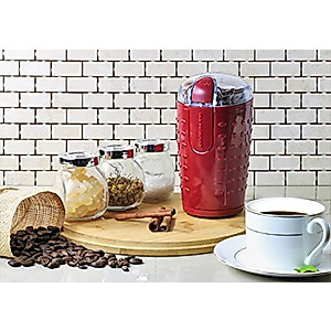 OVENTE Electric Coffee Grinder - Small Portable & Compact Grinding Mill with Stainless Blade for Bean Spices Herb and Tea, Perfect for Home & Kitchen - Maroon CG225M