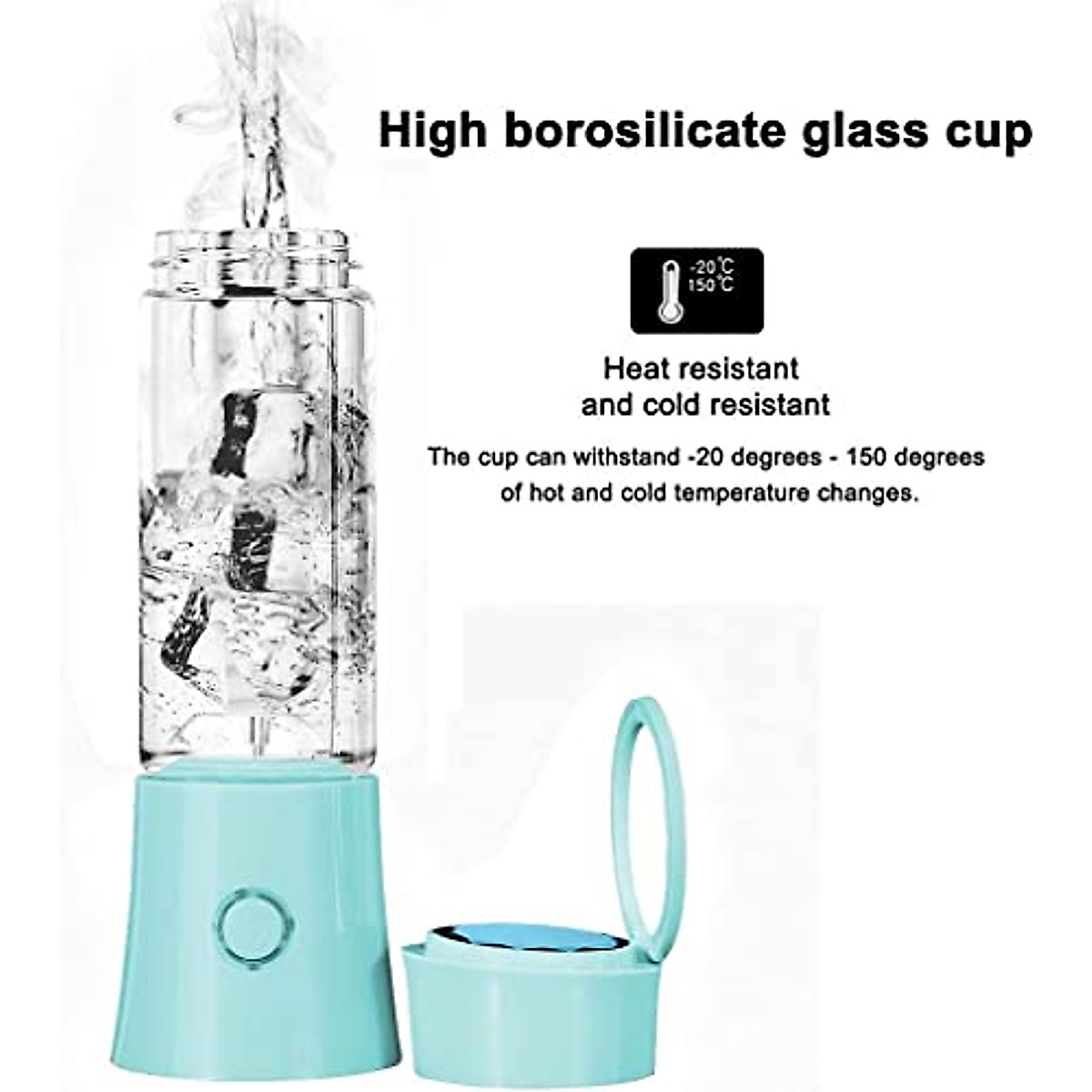 Portable Blender for Shakes and Smoothies,Travel to Go Blender with 4000mAh USB Rechargeable Battery, Crush Ice, Frozen,13 oz Six Blades Blender Bottle–Ideal for Traveling, Gym, Office(Blue)