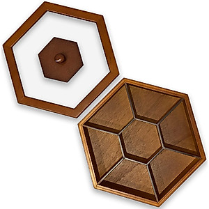 Sectional Tray for Dry Fruits Nuts Snacks with Glass Lid, Humidity proof wooden storage, Candy Box