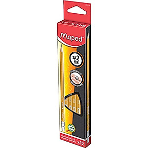 Maped Essentials Triangular Graphite #2 Pencils, Pack of 12 (851779ZT)