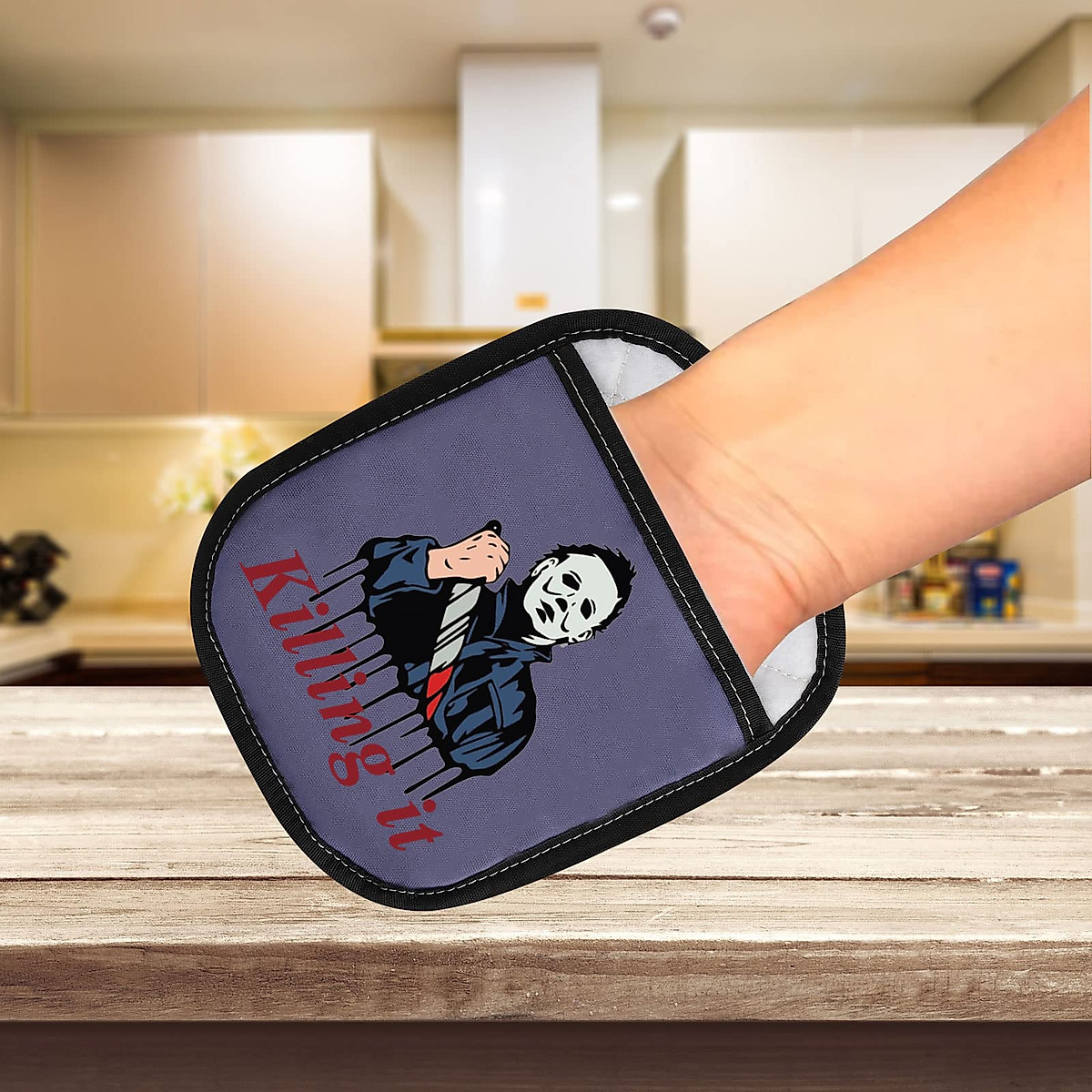 WZMPA Horror Movie Pot Holders Killer Fans Gift Killing It Kitchen Baking Glove for Film Fans (Killing It Holder)