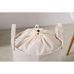 Laundry Bag Tote Cute Rabbits Flowers Pink Handles Large Capacity Cotton Linen Durable Drawstring Top Closure Lid Waterproof Storage Dirty Clothes Basket