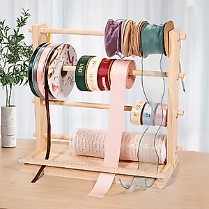 PUNLUXU Ribbon Storage Rack Spool Holder Organizer Sewing Craft Wreath Mesh Crochet Thread Tulle Roll Washi Tape Craft Florist Wrapping