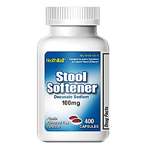 HealthA2Z® Stool Softener 400 Counts | Docusate Sodium 100mg | Red & White | Dependable, Gentle Constipation Relief
