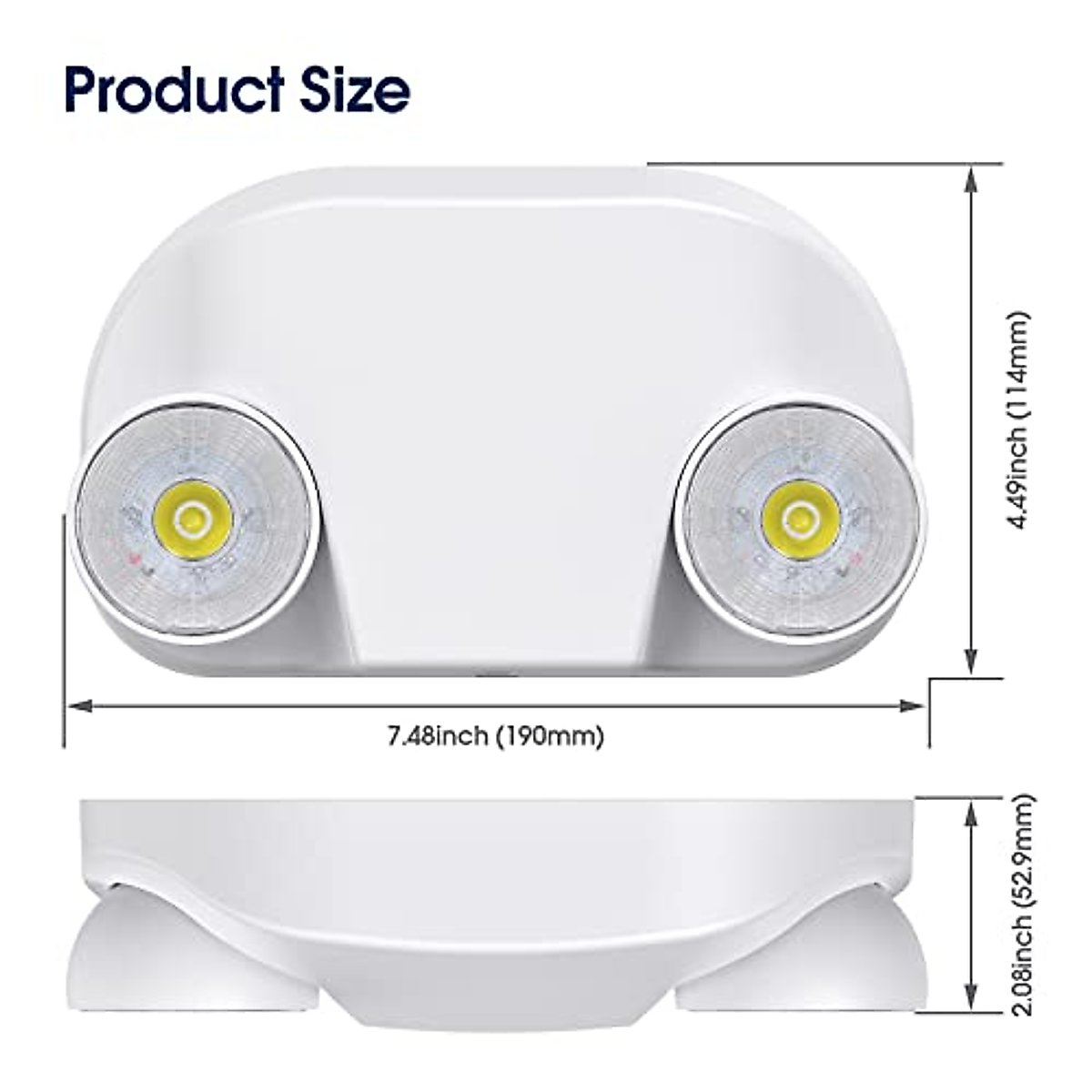 SASELUX Led Emergency Light with Remote Capable, Adjustable LED Lamp Heads Exit Lighting, Backup Battery White Emergency Lights, 120V-277V Dual Voltage, UL Certified (1 Pack)