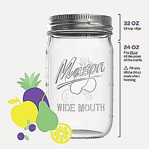 SEWANTA Wide Mouth Mason Jars 32 oz. (26) (12)