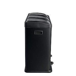 The Step N' Sort 16 Gallon, 3 Compartment Trash and Recycling Bin in Black, Large (900603B)