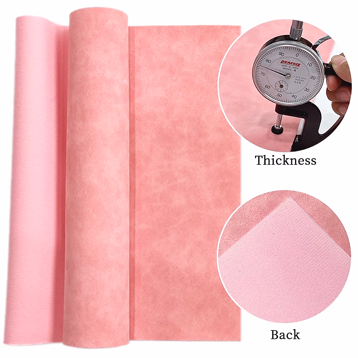 XHT 30 x 135 cm Suede PU Faux Leather Fabric, Soft Smooth Crafts Synthetic Fabric for DIY Handicraft Wallets Bags Making, Pink