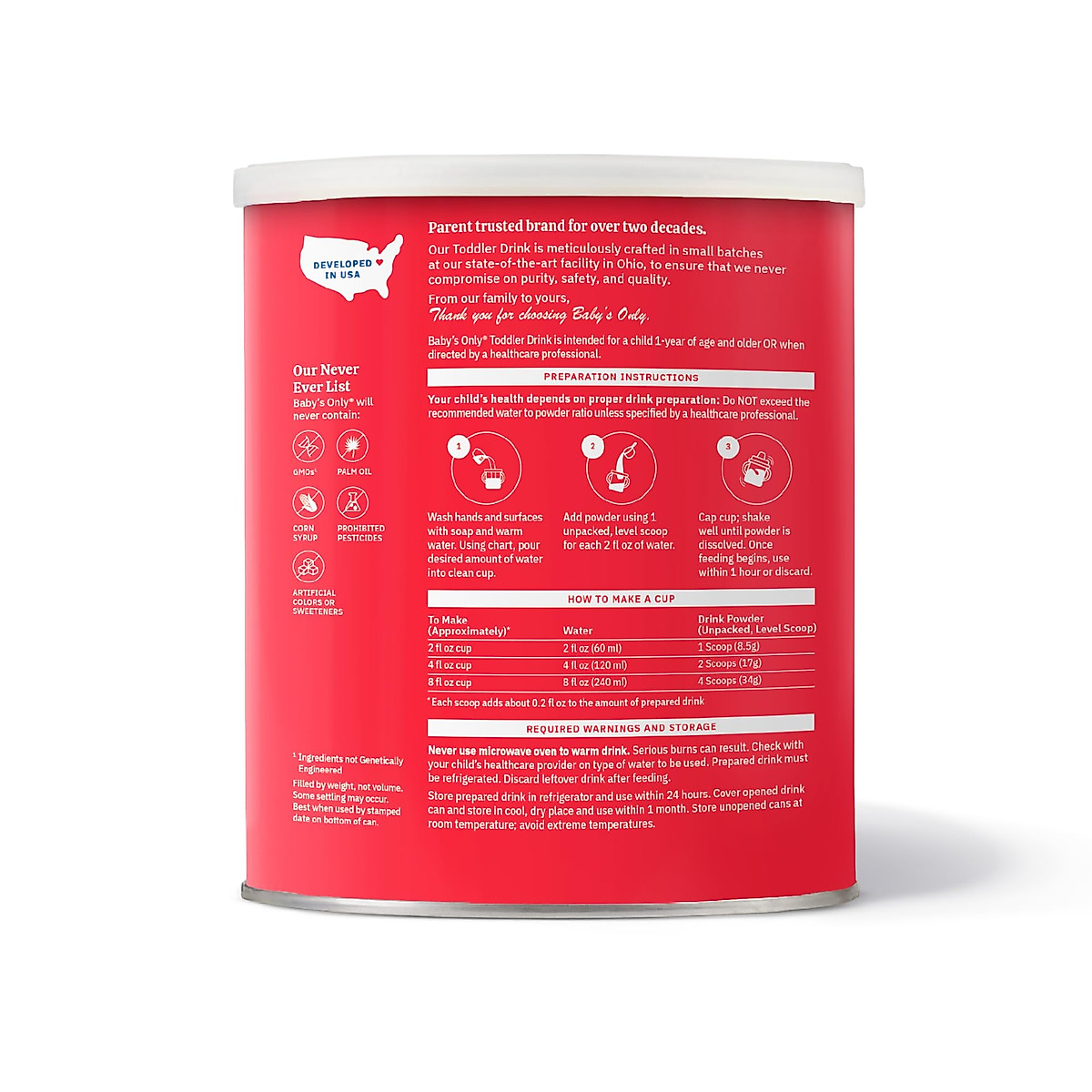 Baby's Only Organic Dairy with Whey Toddler Drink, Milk Powder with Extra Whey Protein, Iron, Vitamin D, Toddlers 12 Months Old and Up, Organic Toddler Drink, Easy to Digest, 12.7 oz, 6 Pack